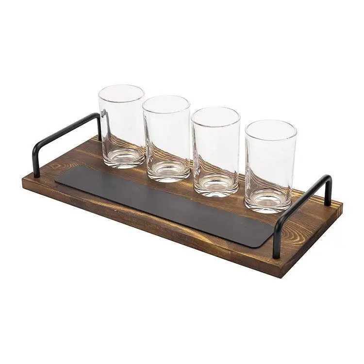 Wood Flight Serving Caddy Set Solid Wood Tasting Holding Tray With ...