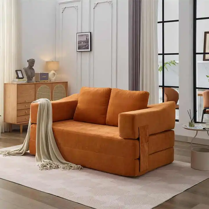 Modern Compressed Foam Sofa for Living Room Convertible to Pull Bed ...