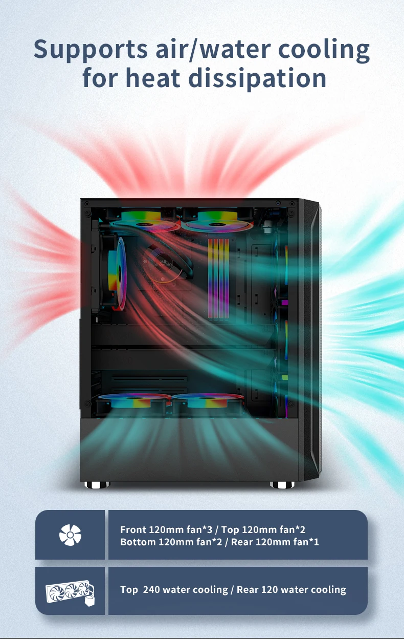 SNOWMAN Gaming Case - ATX Desktop PC Tower with RGB Fans