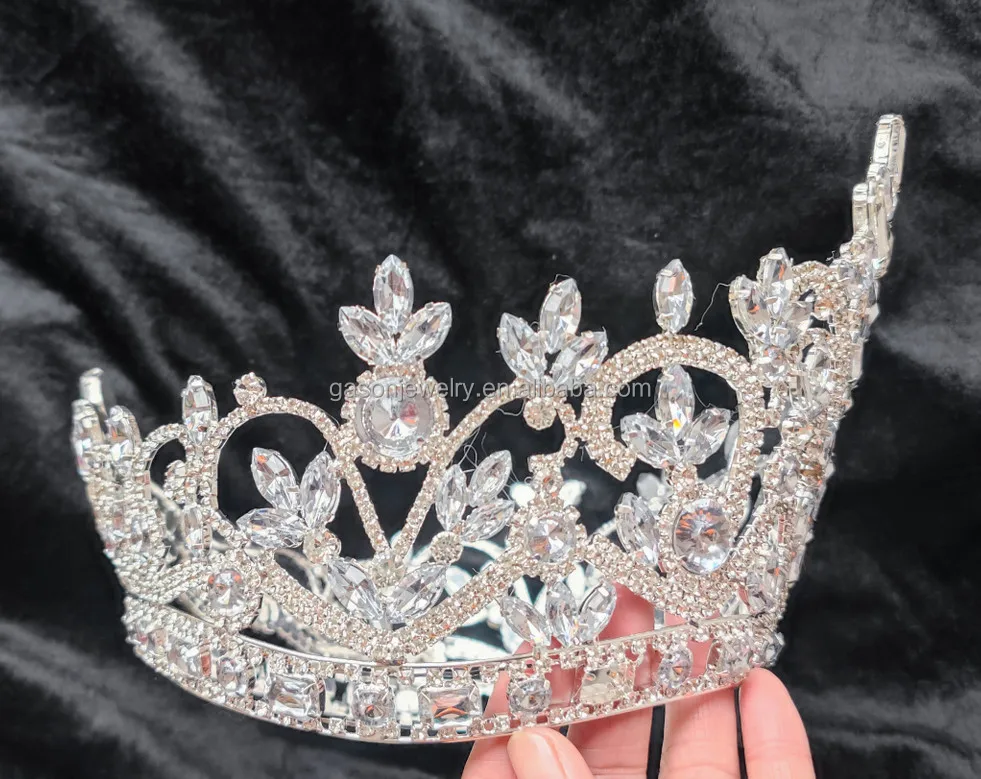 Tall Pageant Crown Wedding Big and Colorful AB Rhinestones Tiara and ...