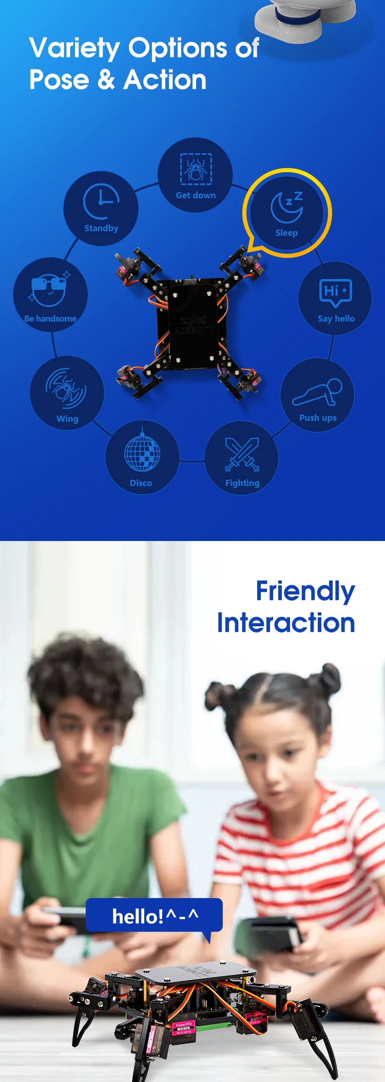 ESP8266 Bionic Quadruped Spider Robot Kit - Remote Control