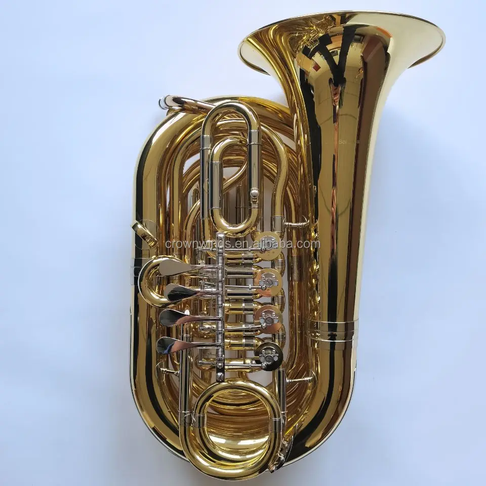 Bb Key Travel Tuba - Durable Brass Musical Instrument with Gold Lacquer ...