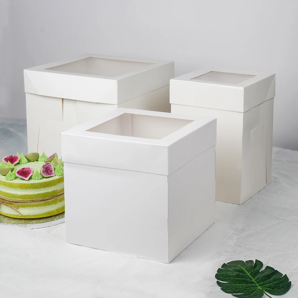 Custom 12 Inch Cake Boxes with Window - White Cardboard