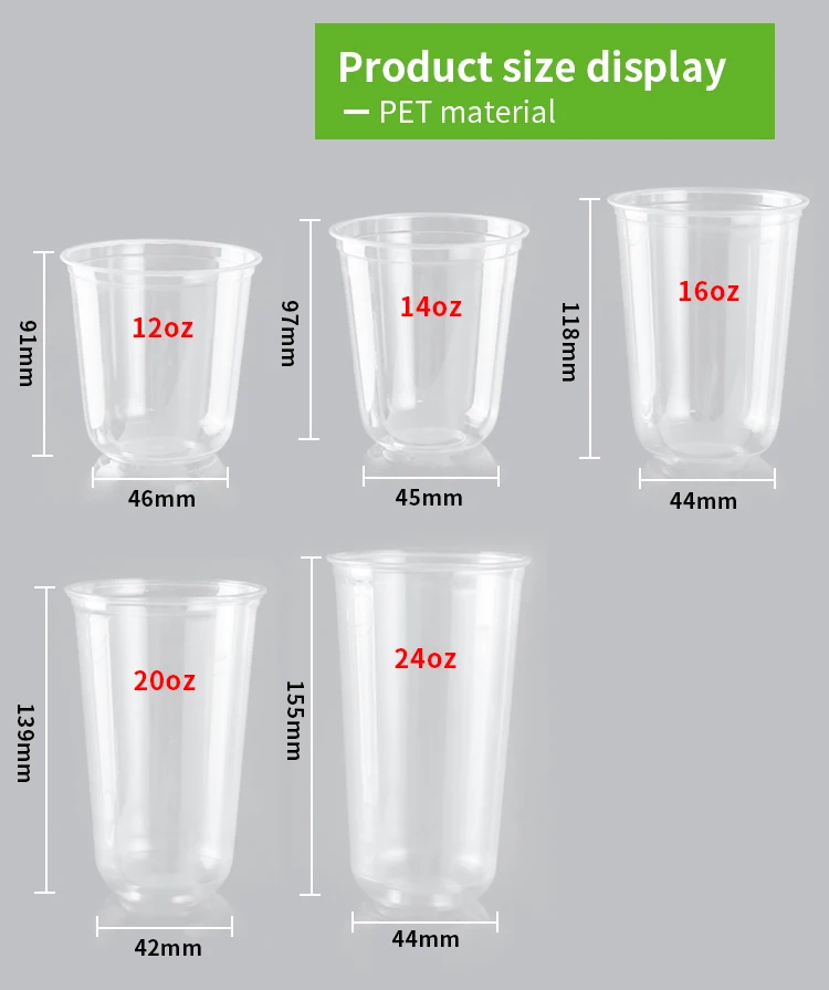 Cundao New Custom Clear Disposable Bubble Milk Cups 12oz/14oz/16oz/20oz ...