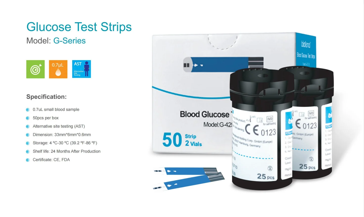 High Accuracy Blood Glucose Monitor Diabetic Test Strips 25/50/100 ...