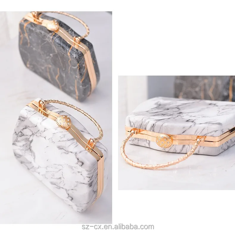 Ladies Fashionable Portable Marble Pattern Stone Clutch Purse Crossbody ...