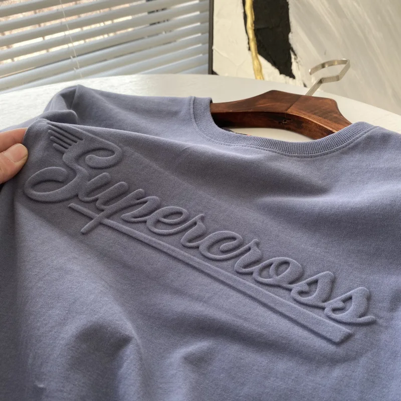 Embossed Tee Summer Men's Short Sleeve T-Shirt Customizable