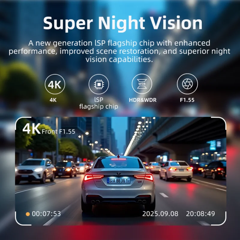 STARVIS 2 Channel 4g Dash Cam F1.5 Dual Lens GPS Dash Cam 3 Inches IPS ...