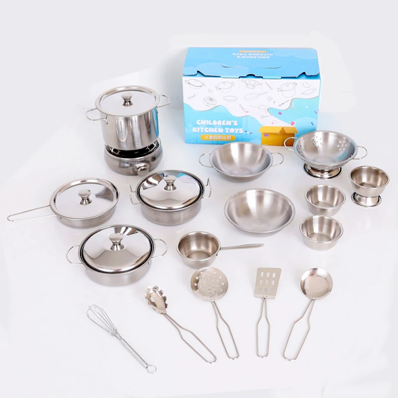 Stainless Steel Kitchen Cookware Set Model Play House Simulation ...