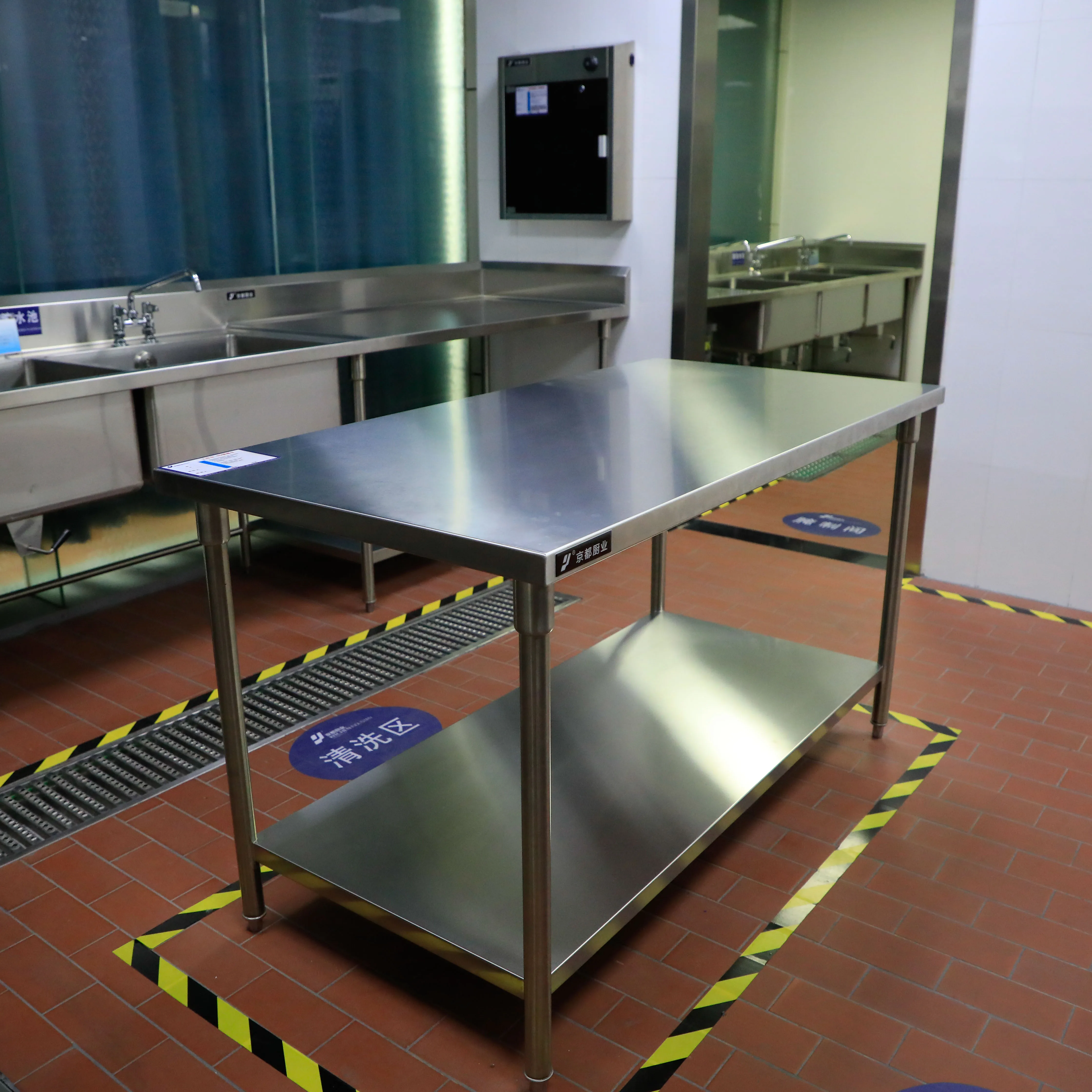 Stainless Steel Worktable With Sink Drain Table Canteen Dish Cabinet ...