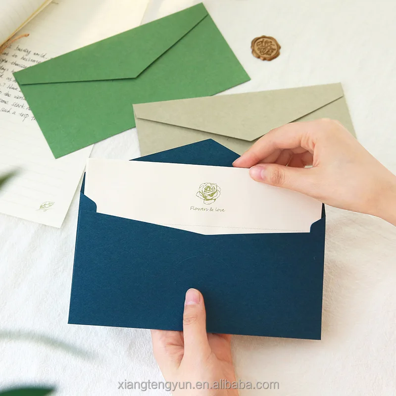 Custom Luxurious Receipt Green Invitation Envelope For Wedding Card ...