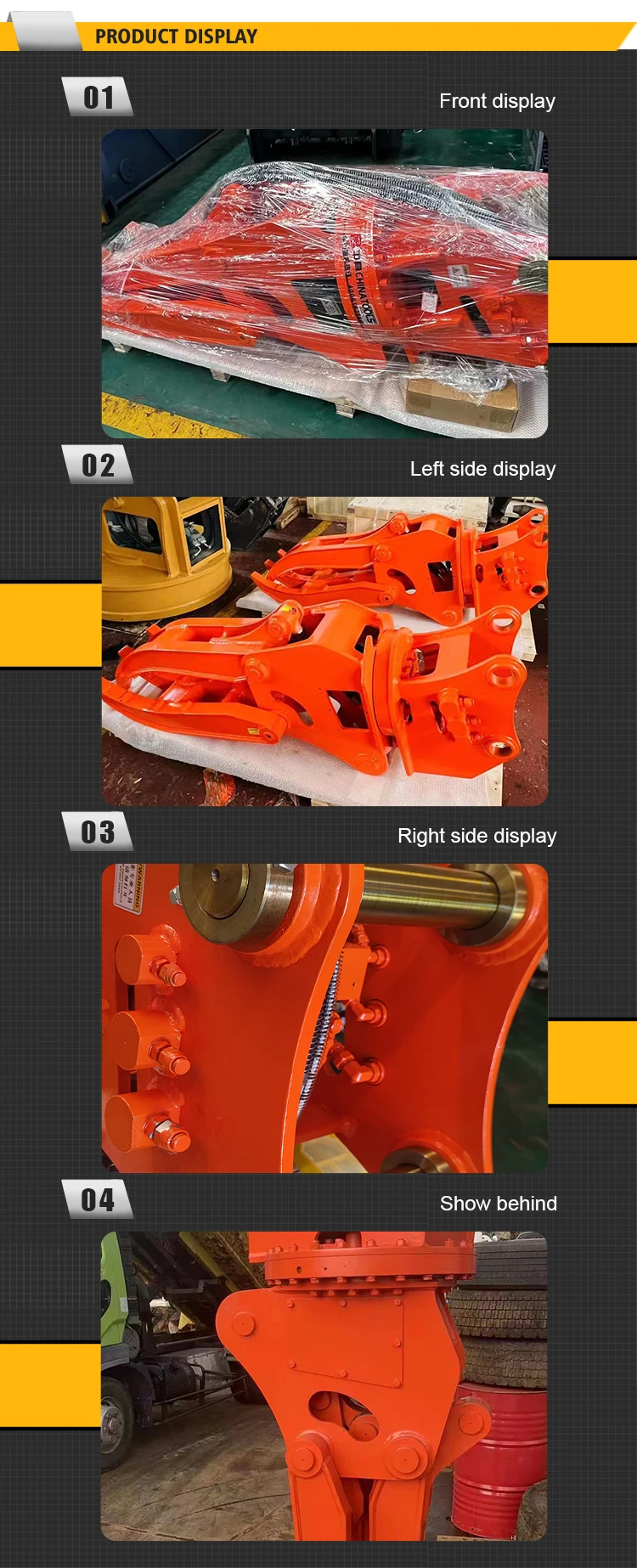Excavator Digger Hydraulic Block Rock Stone Log Timber Wood Rake ...
