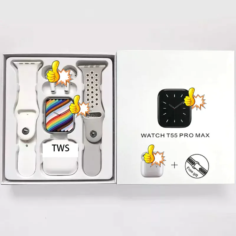 New T55 Pro Max Smartwatch With Earphone 2 In 1 Bt Call Heart Rate ...