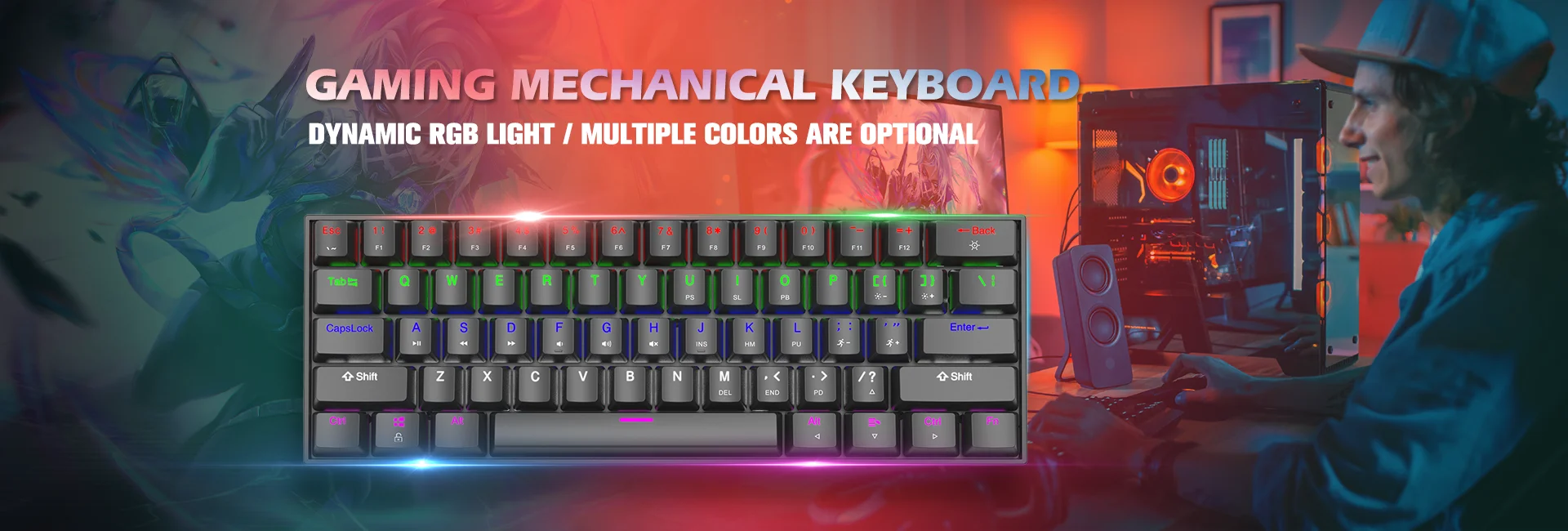 Custom Mechanical Keyboard - Gaming with RGB 60% Hot Swap
