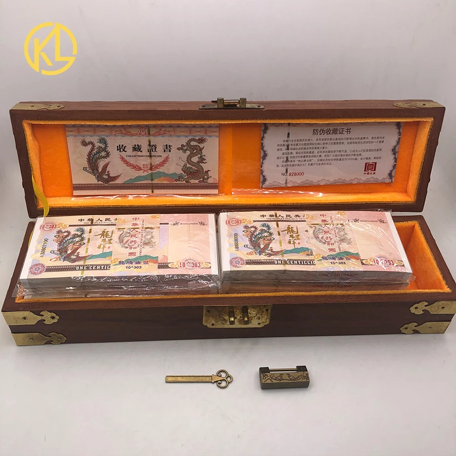 1000 Pcs Chinese Dragon & Phoenix Yellow Dragon Banknote in Wooden Box ...