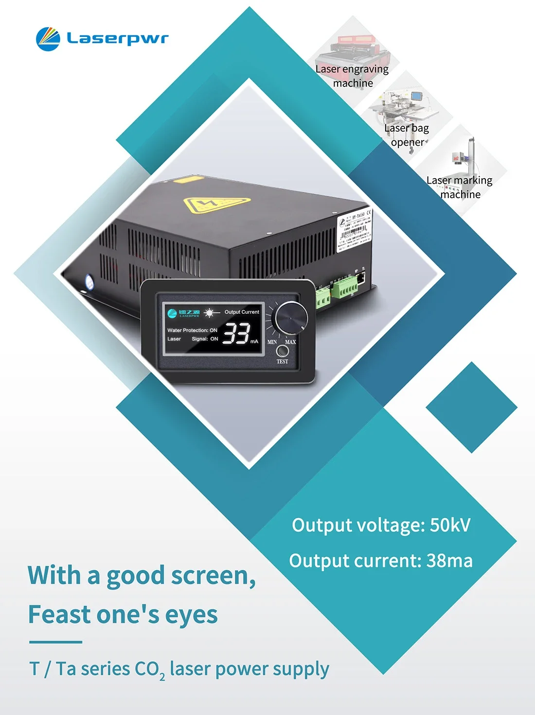 100w 120w 150w Co2 Laser Power Supply For Laser Wedding Cutting ...