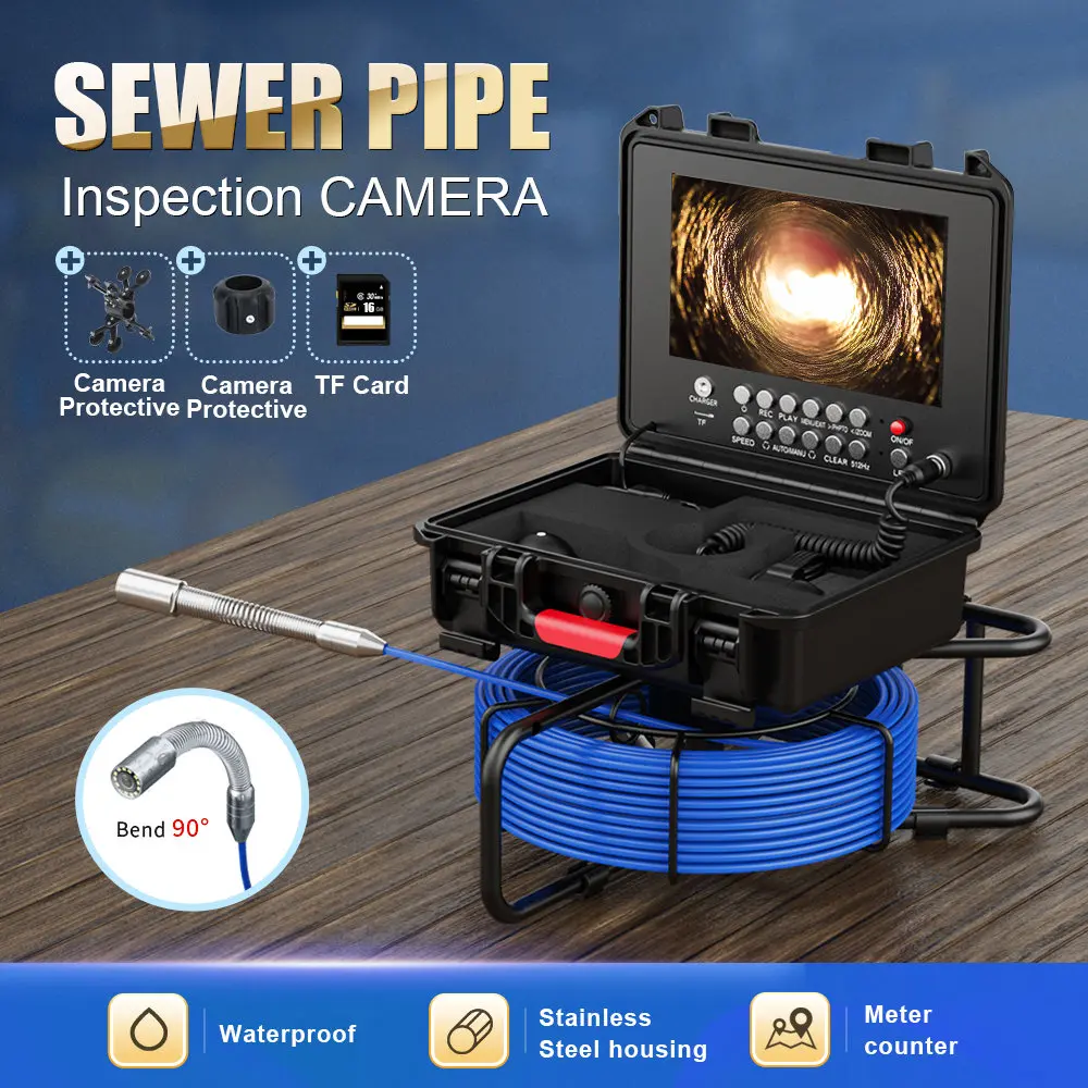 9in Wireless WiFi Sewer Drain Camera Inspection - 1080P, Night Vision, OEM