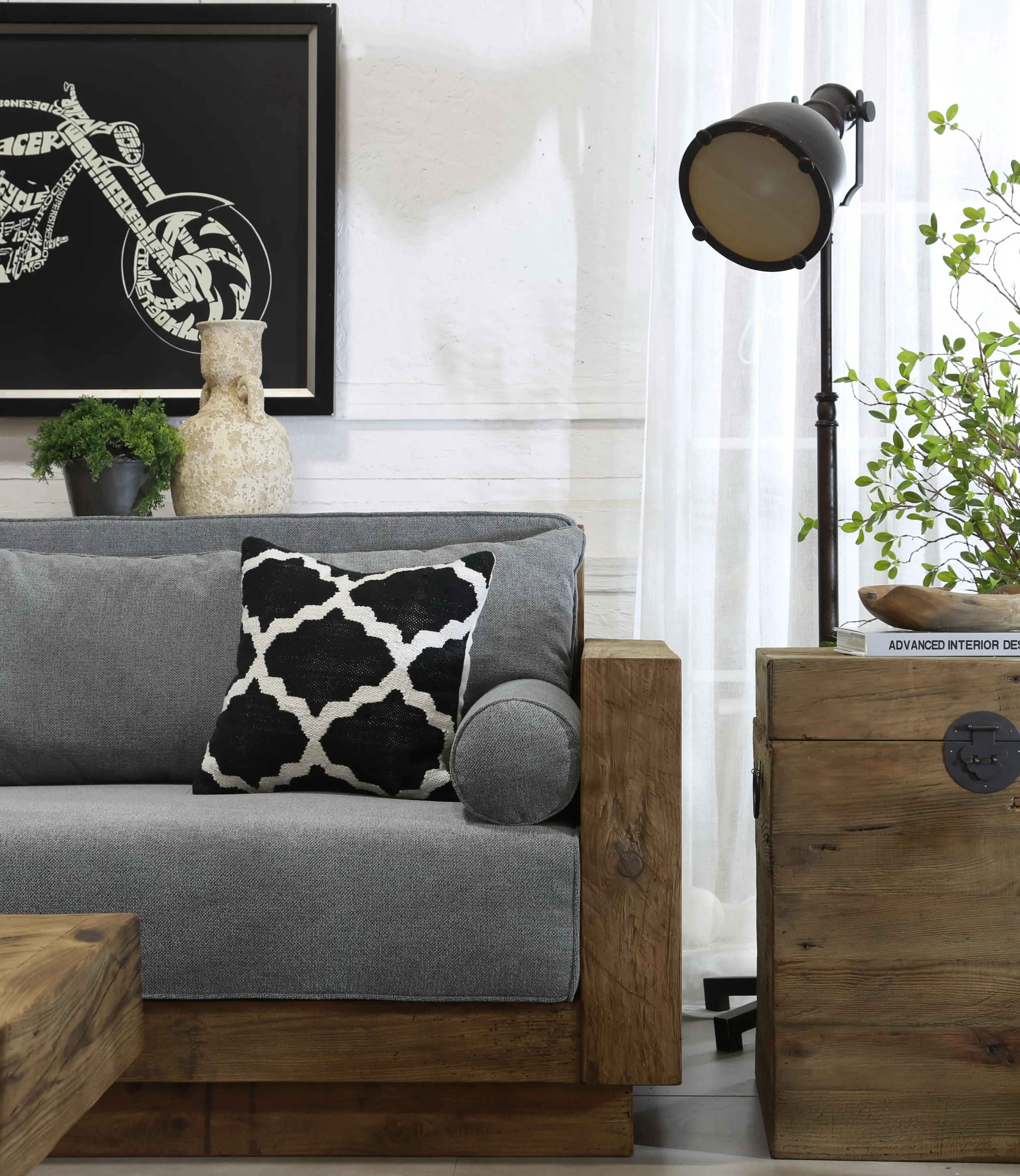 Rustic Reclaimed Solid Wood Sofa Set for Living Room - Antique Stylish ...