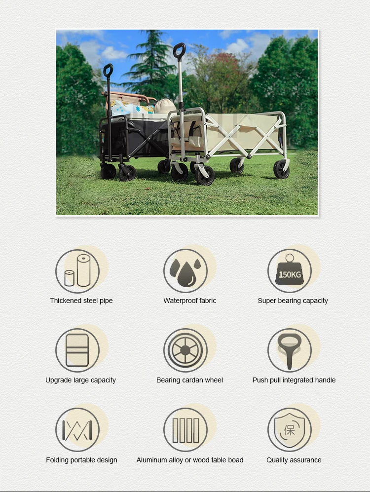 Multi-function Push Cart Folding Table Cart Folding Camping Cart For ...