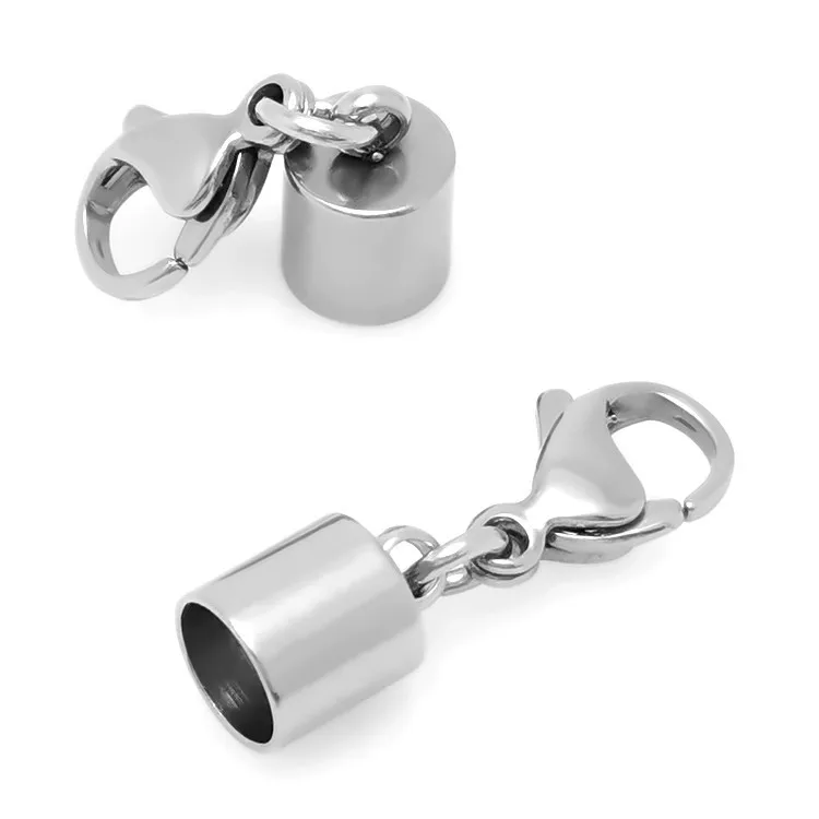 Stainless Steel End Cap Tubes With Loop Crimp Beads Cove Clasp String ...