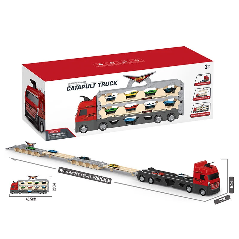 Creative Transforming Truck Storage Car Track Slot Toys With 6 Die Cast ...