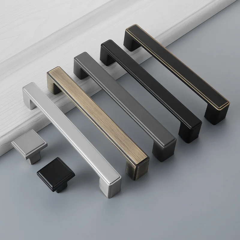 Square Zinc Kitchen Cabinet Pull - Modern & Durable