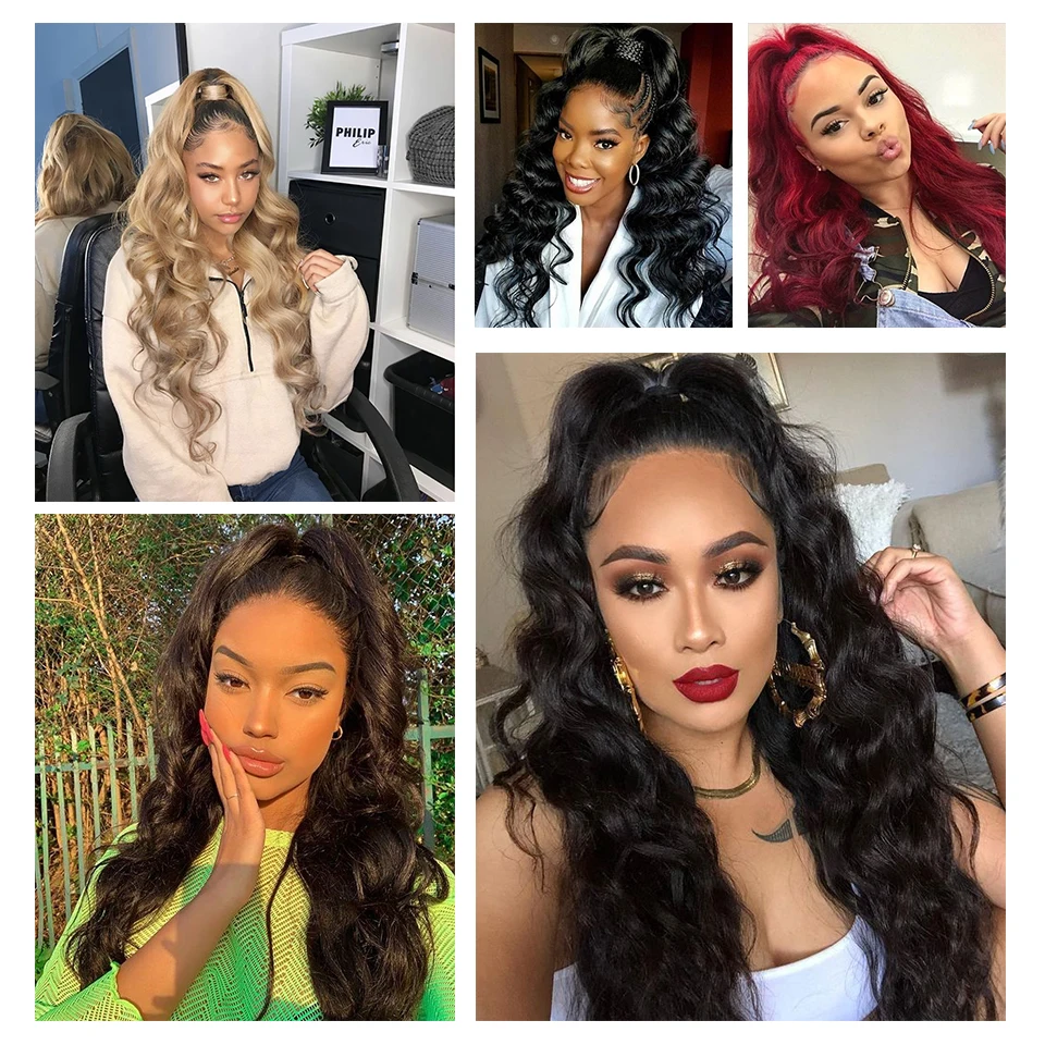 Vigorous Water Body Wave Headpiece Drawstring Ponytail for Women