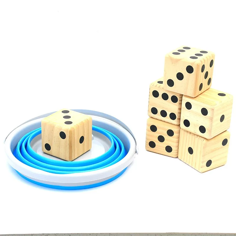 Large Dice Game Big Wooden Yard Dice Set With Bag Outdoor Games Kids ...