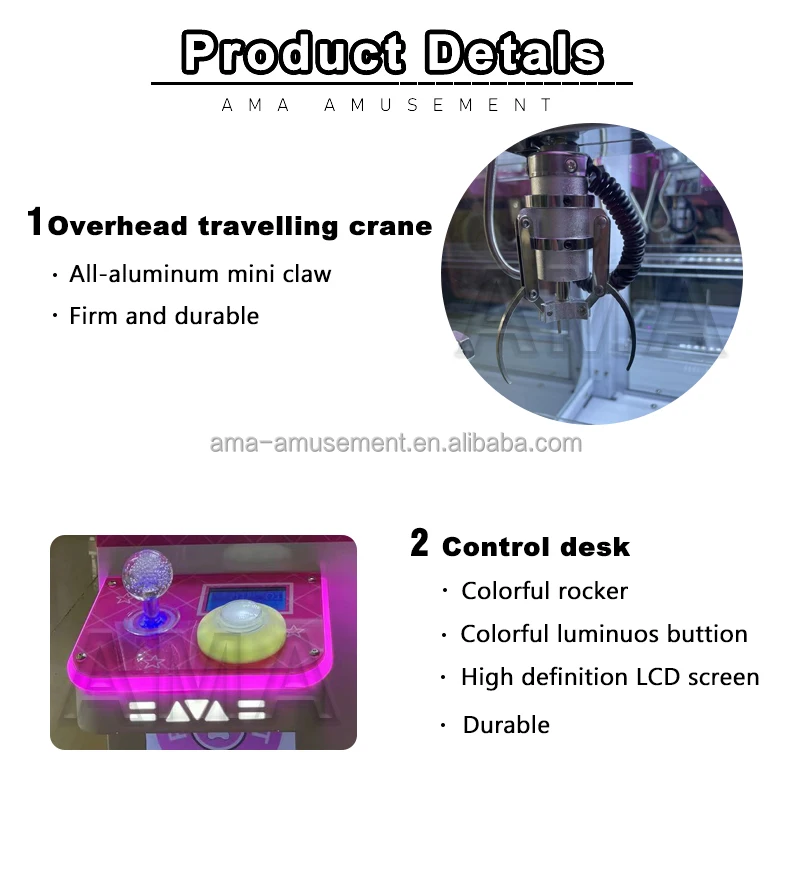 AMA Mini Arcade Machine - Coin Operated Claw Game