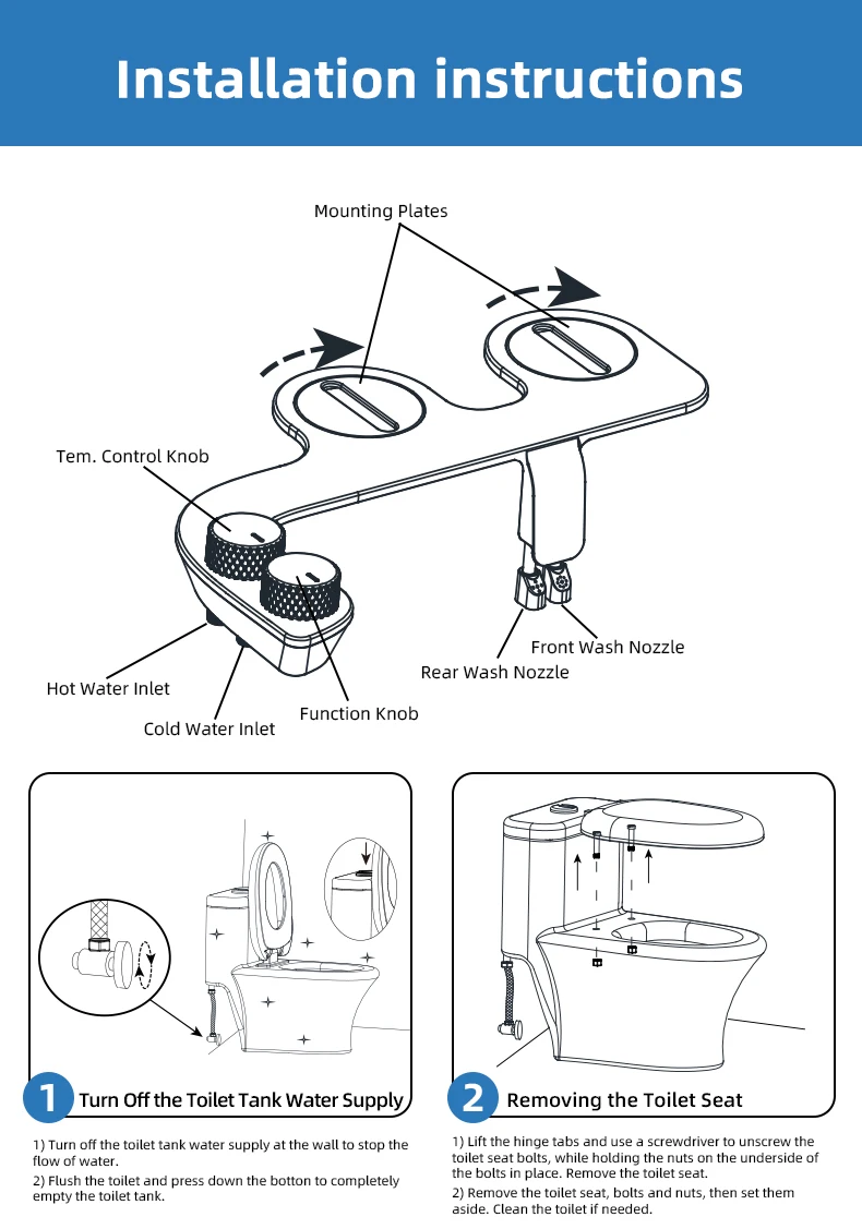 Wholesale Mechanical Bidet Toilet Attachment,Oem/odm Non Electric Bidet ...