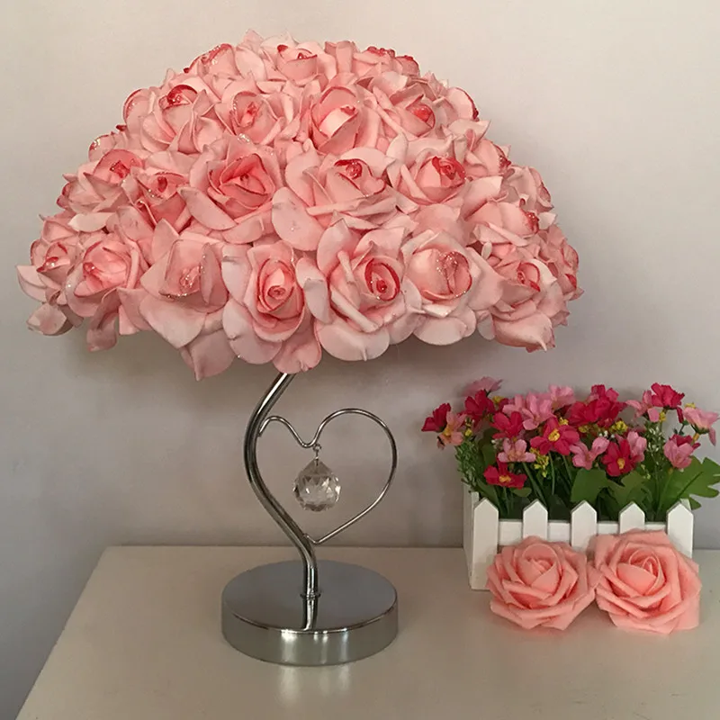 European Table Lamp Rose Flower Led Night Light Bedside Desk Lamp For ...