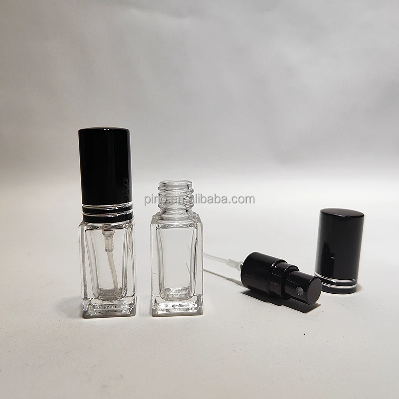 5ml Square Shape Glass Perfume Bottle With Black Aluminum Cap - Buy 5ml Glass Bottle,5ml Square ...