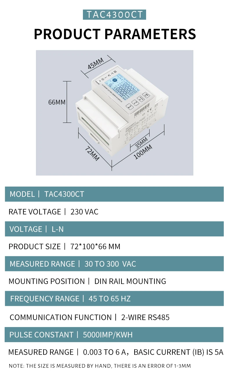 Din Rail 3 Phase Energy Monitor Consumption Power Meter Kwh Ammeter ...
