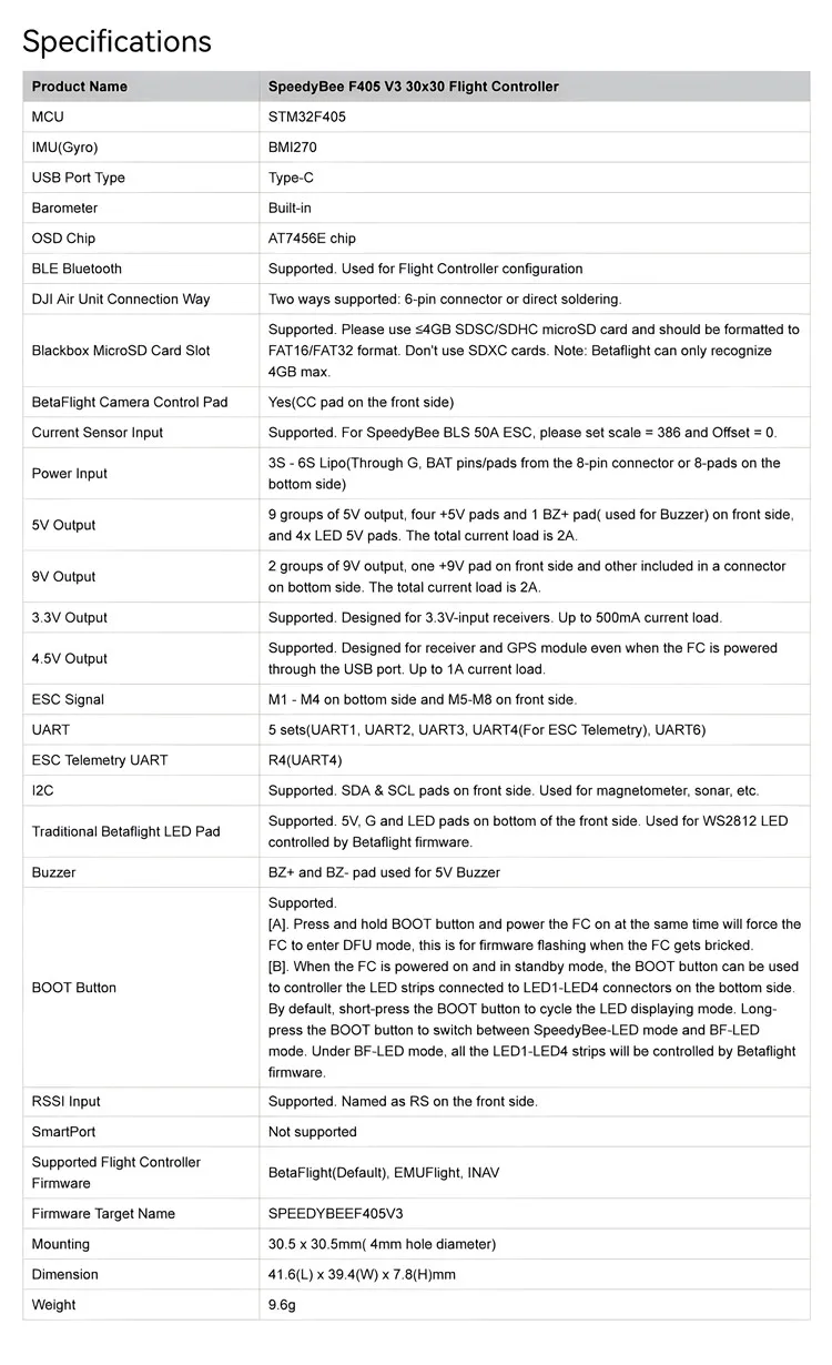 Speedybee F405 V3 50a Stack Fc Ecs Bmi270 30x30 Flight Controller Bls 4 ...