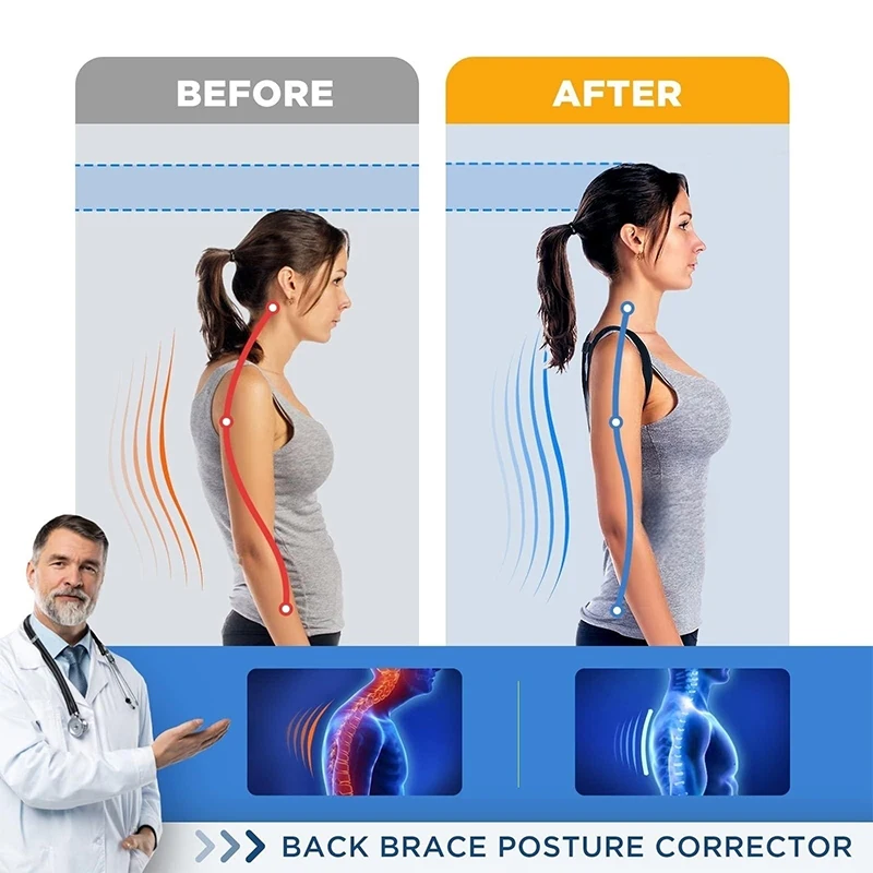 Adjustable Comfortable Corrector De Postur Hunchback Brace Body Support ...