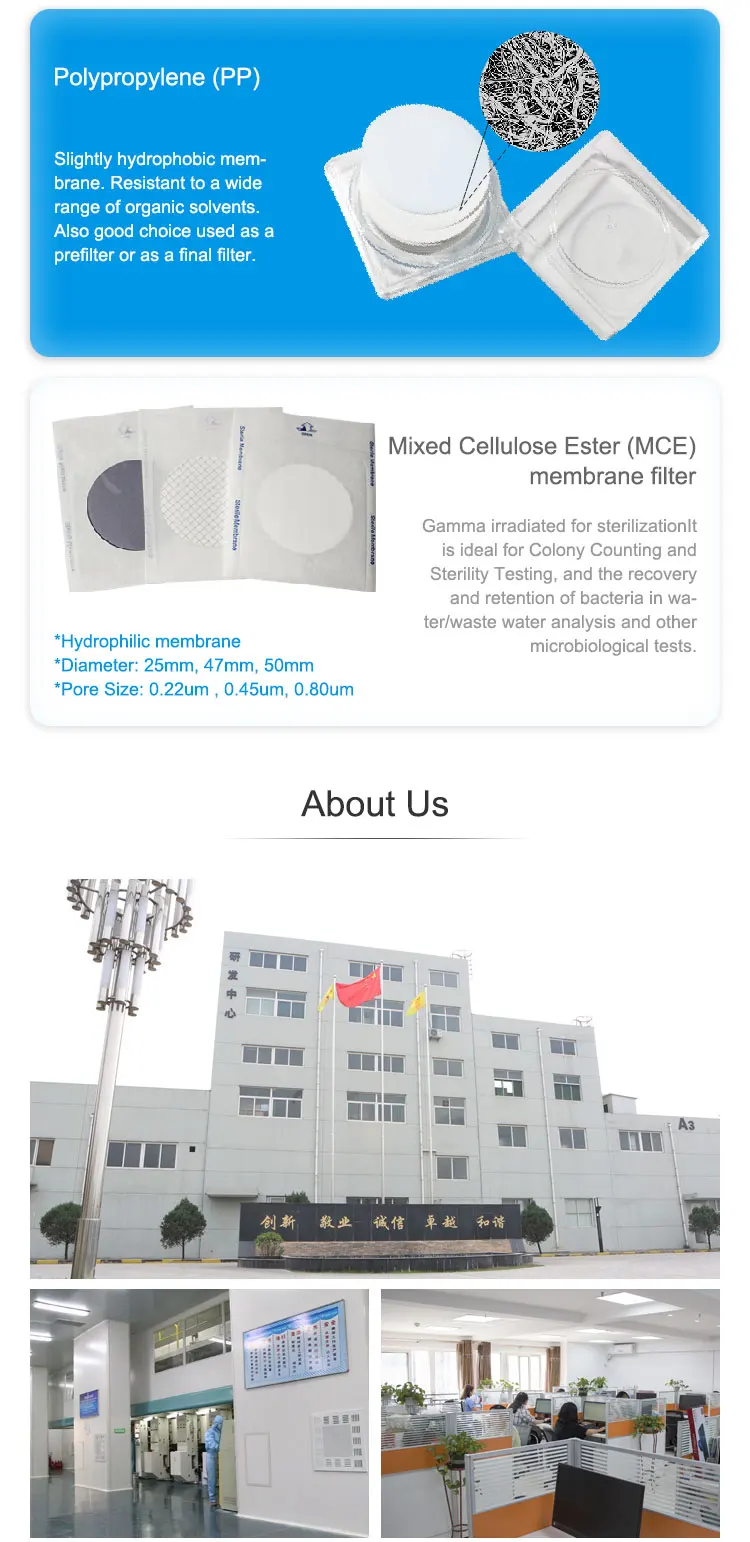 Lab Oem 47mm 0.45um 50mm 0.22um Sterile Gridded Griddle Mce Membrane Ca ...