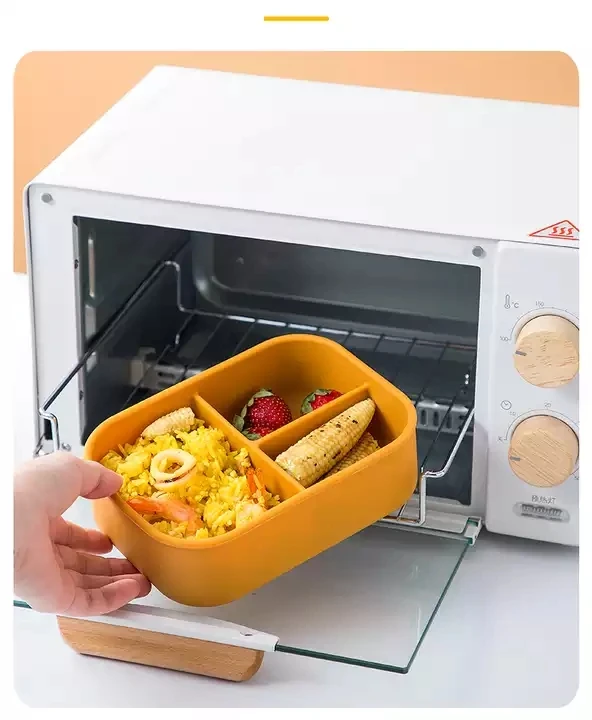 Silicone Bowl Lunch Box Food Storage Container With Lid Leak-proof Soft ...