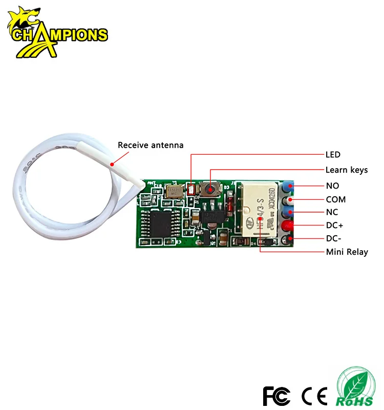 433Mhz Wide Voltage DC3.6V~18V Universal Wireless Remote Control Switch ...