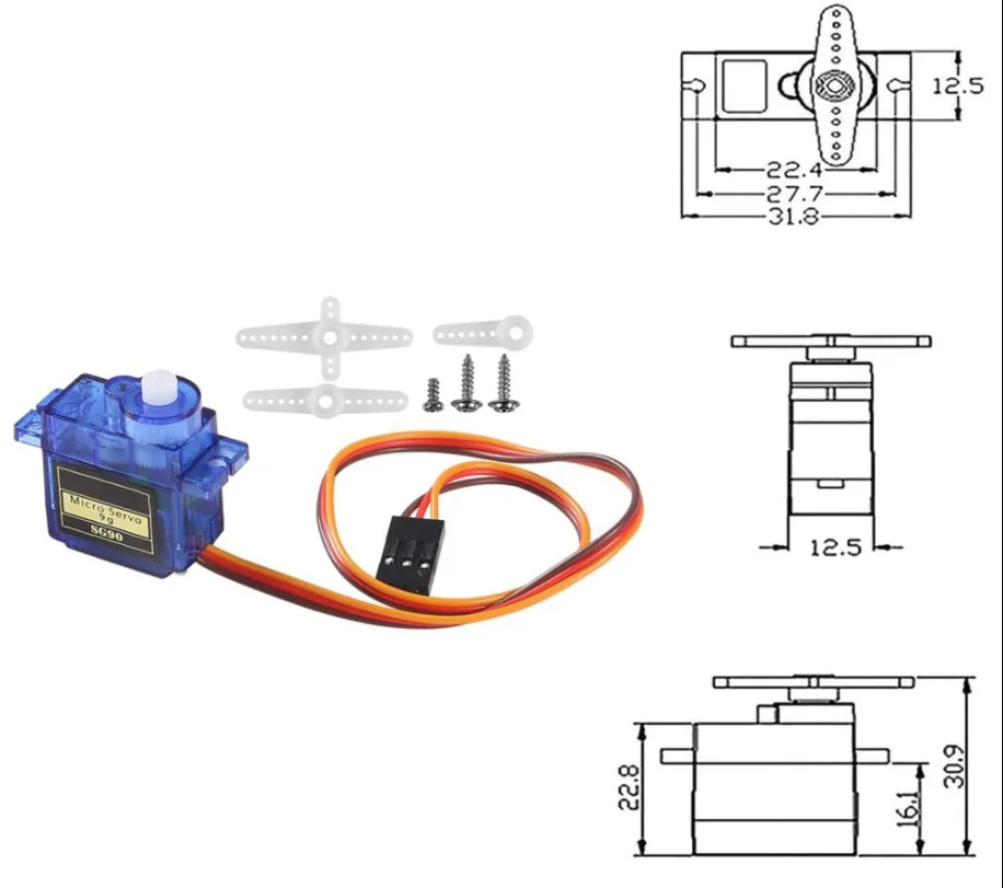 SG90 Mini Servo Motor - 1.6kg/cm Torque for RC Vehicles
