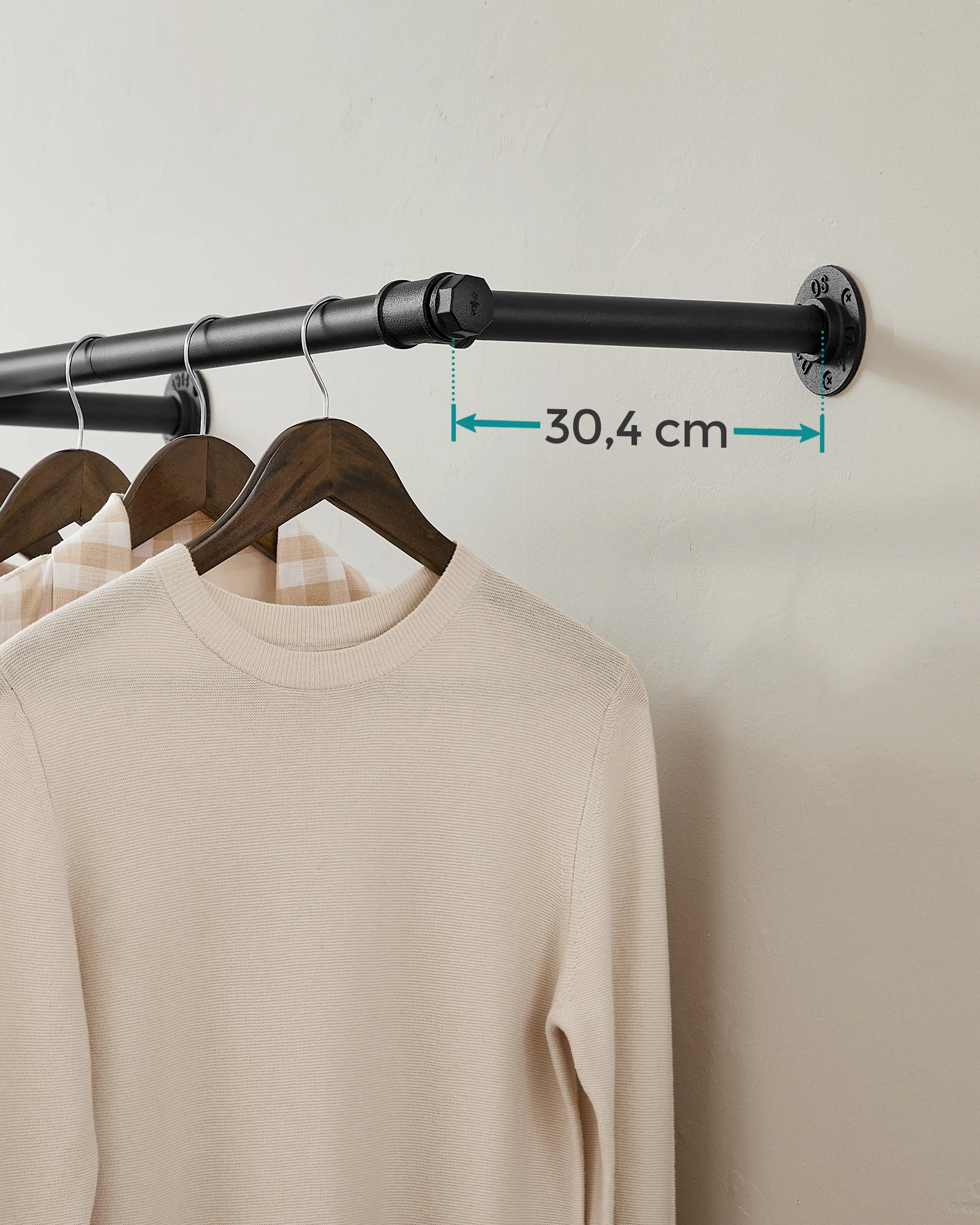 SONGMICS Space Saving Clothes Rail - Black & Detachable