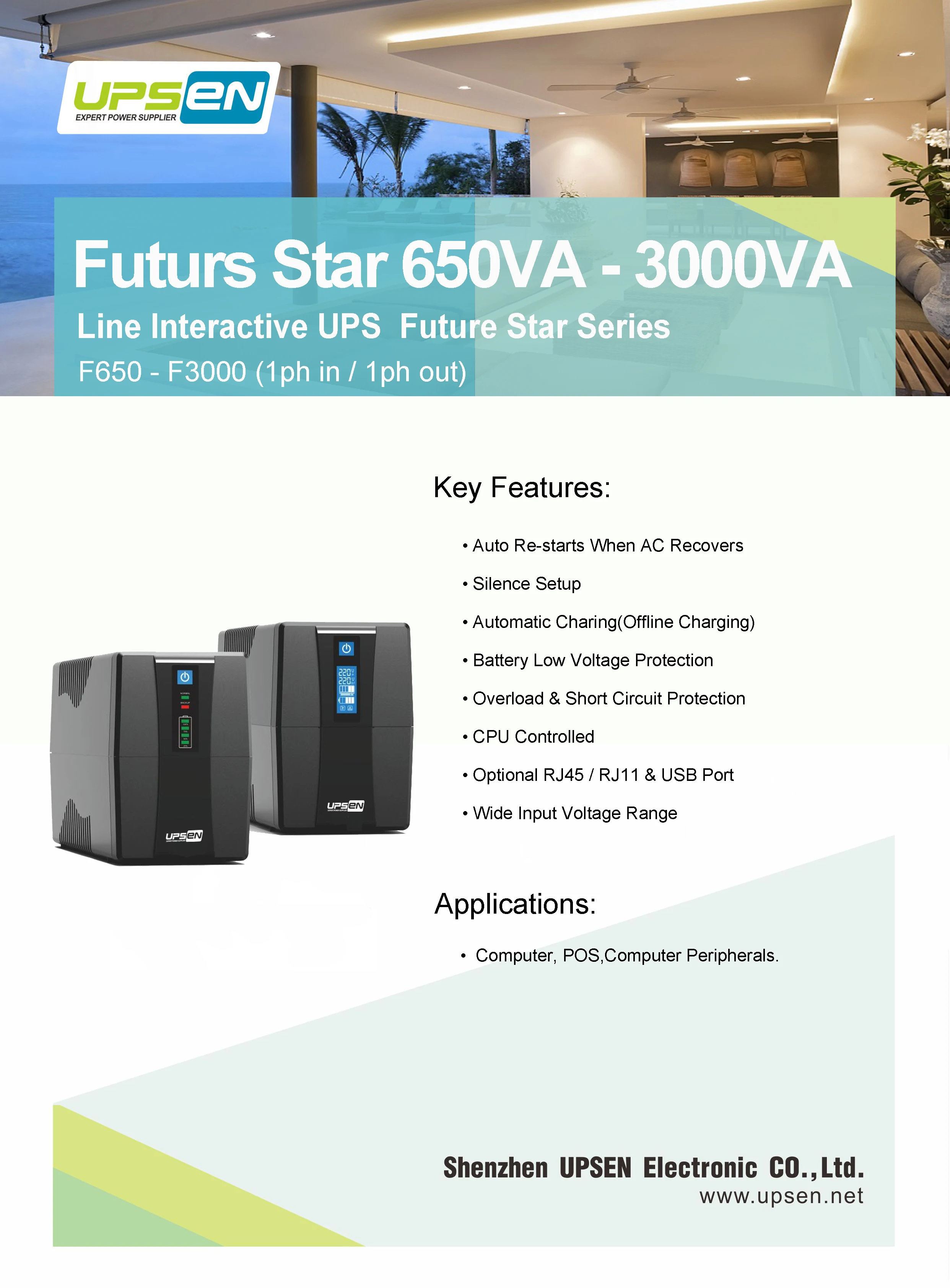 Line Interactive Ups Power Supply 650va/390w Wide Input Voltage Led ...