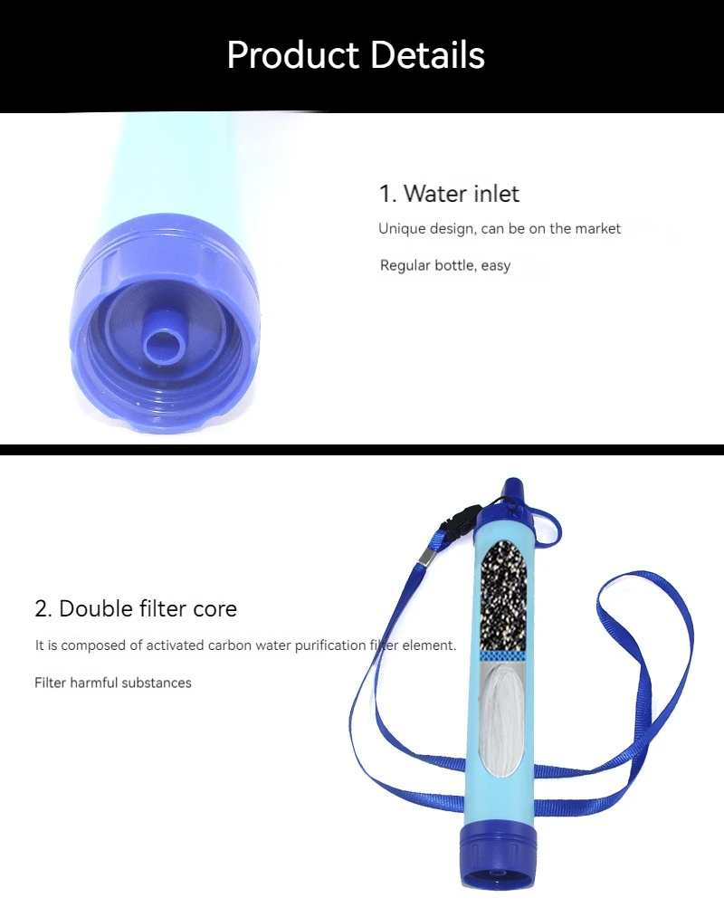 Outdoor Camping Mini Portable Personal Water Filtration Filter Straw ...