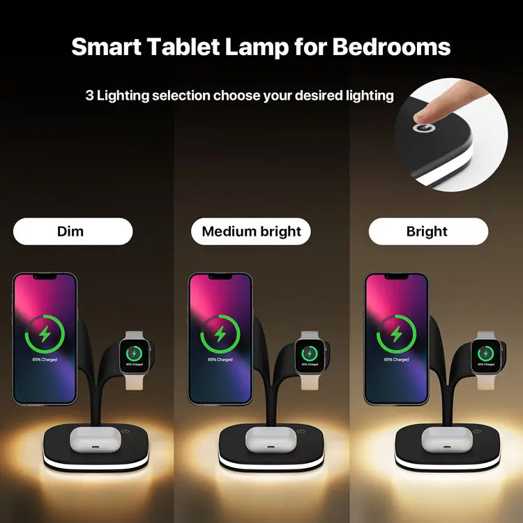 New Design 3 In 1 Magnet 15w Fast Charging Night Light Wireless Charger ...