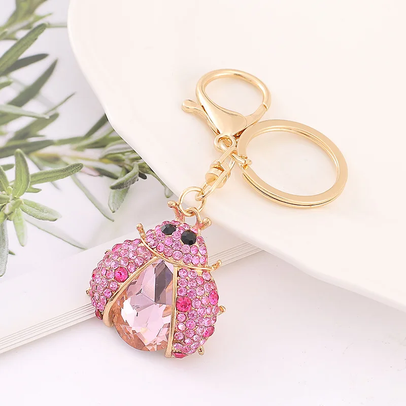 New Seven Star Ladybug Key Chain Crystal Insects Ornaments Animal ...