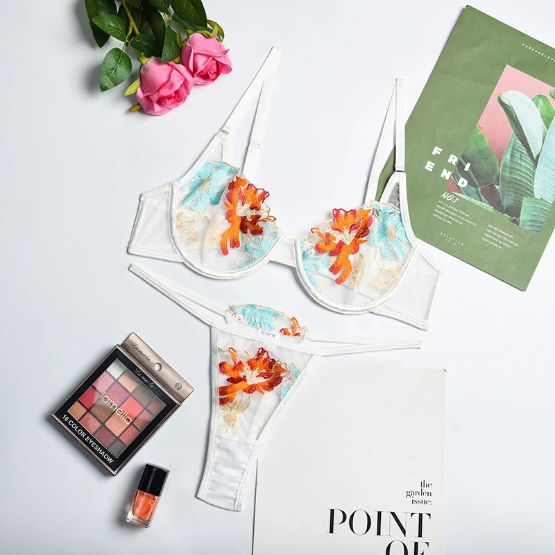 Ode Oem Women Lace Bra Brief Set Fashion Lace Transparent Bra Penty Set ...