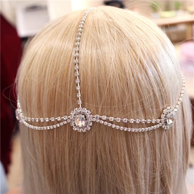N-33 Women Simple Hair Chain Accessories Rhinestone Crystal Diamond ...