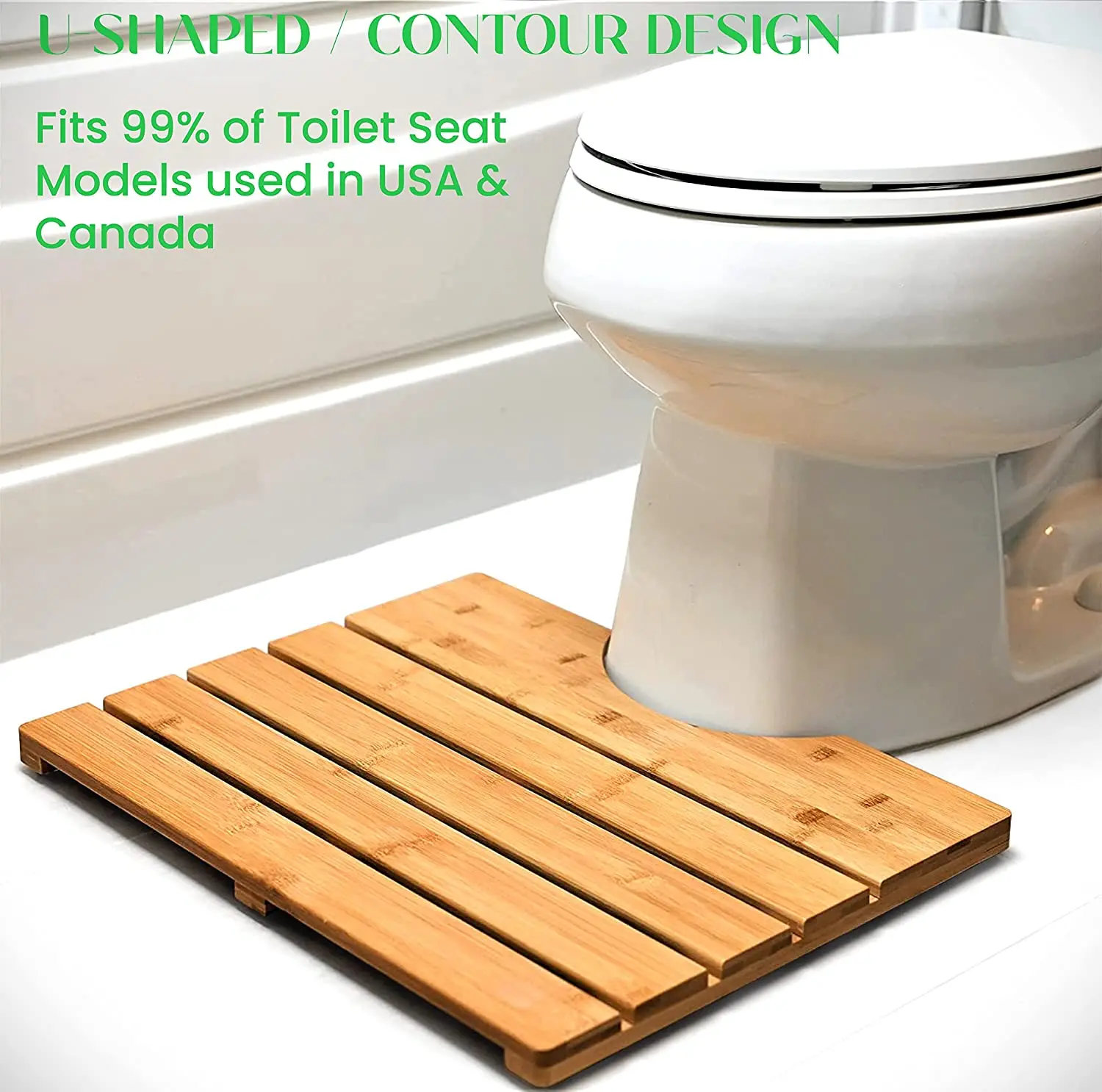 U-shaped Single Layer Bamboo Mat Vertical Household Bathroom Step ...