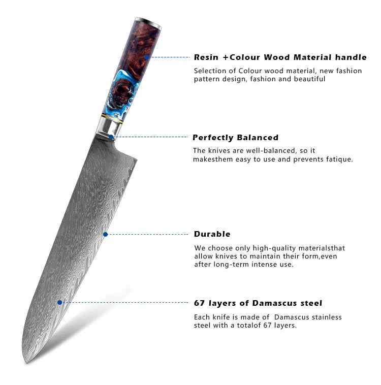 Custom Chinese Damascus Steel Sharp Luxury Kitchen Chef' S Knife - Buy ...