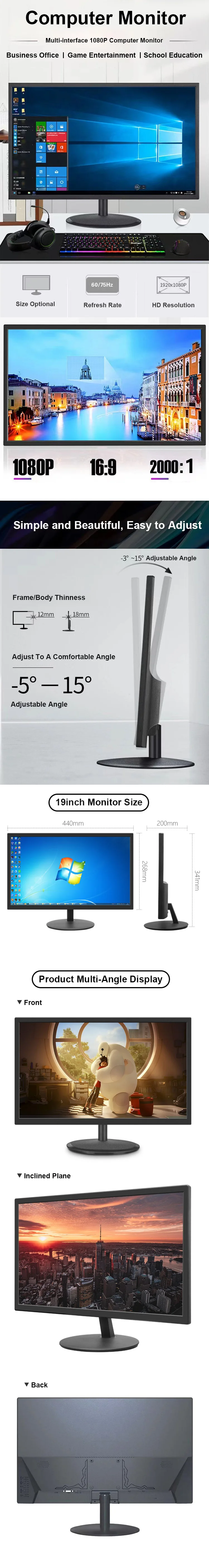 19-27" Led Monitor Ips Screen Frameless Factory Oem Skd 22inch Lcd ...