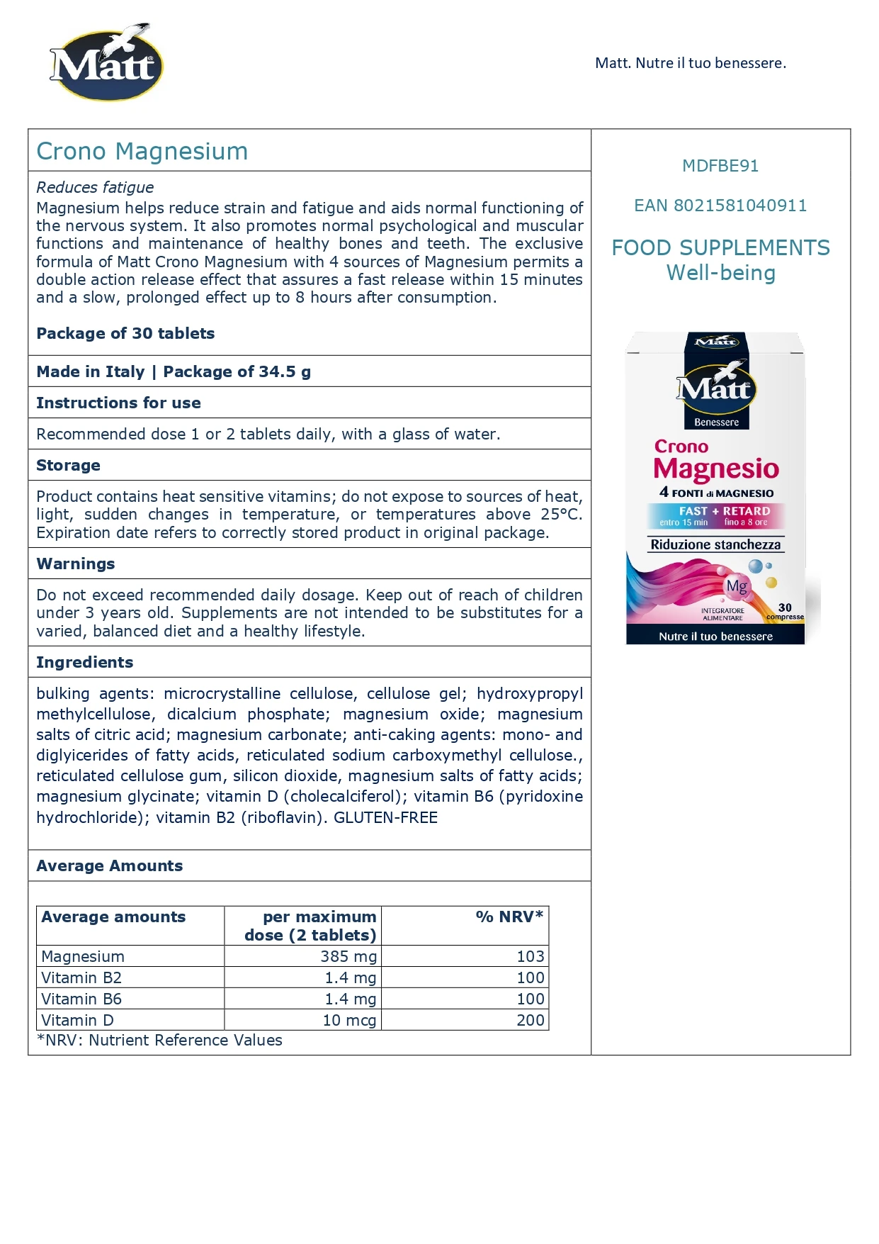 Matt Nutritional Food Supplements Fatigue Reducer Four Sources Of ...